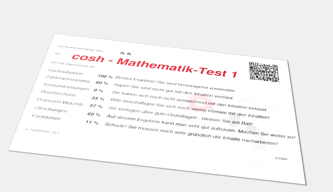 Nationwide use of the cosh test mathematics | HFT Stuttgart